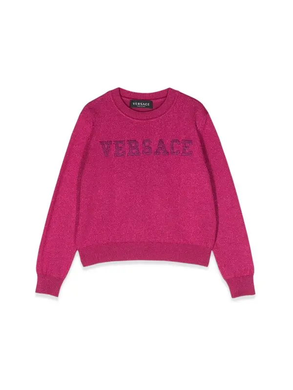 Versace Crew Neck Pullover With Embroidered Logo