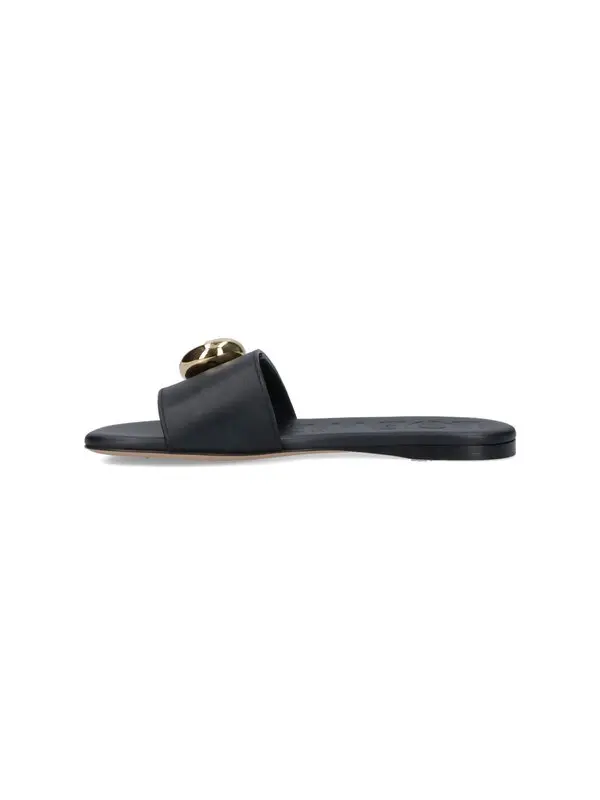 Loewe Pebble Leather Sandals - Black