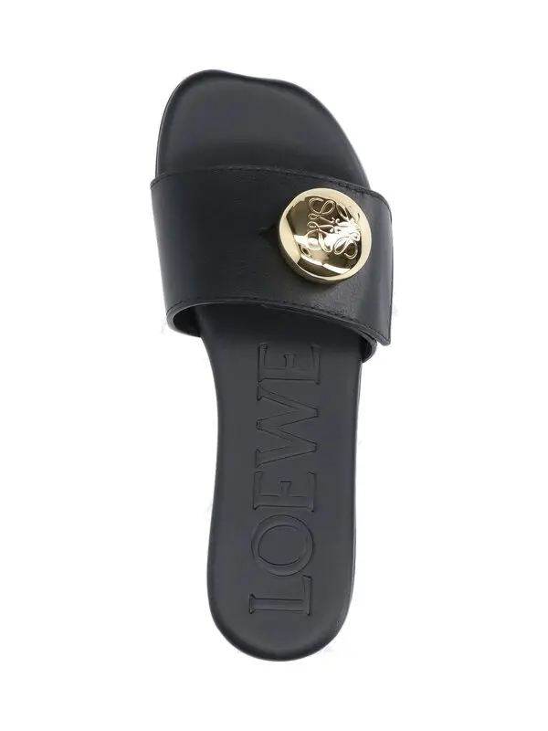 Loewe Pebble Leather Sandals - Black