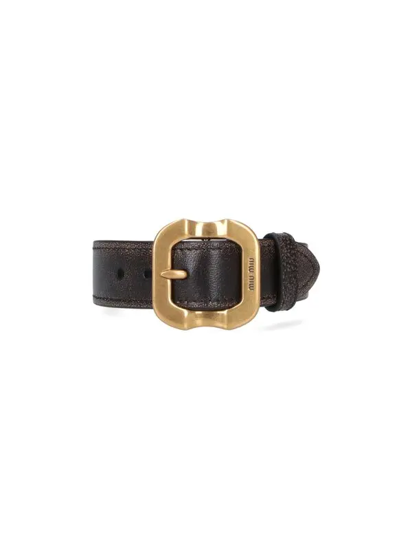 Miu Miu Leather Bracelet With Buckle - Brown