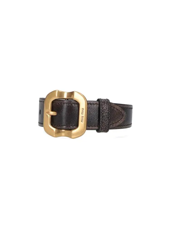 Miu Miu Leather Bracelet With Buckle - Brown