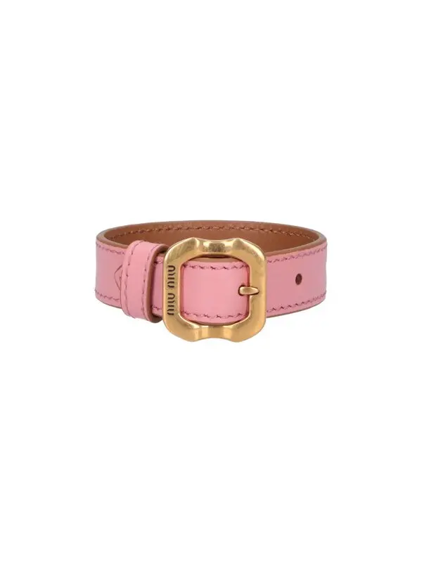 Miu Miu Leather Bracelet With Buckle - Pink