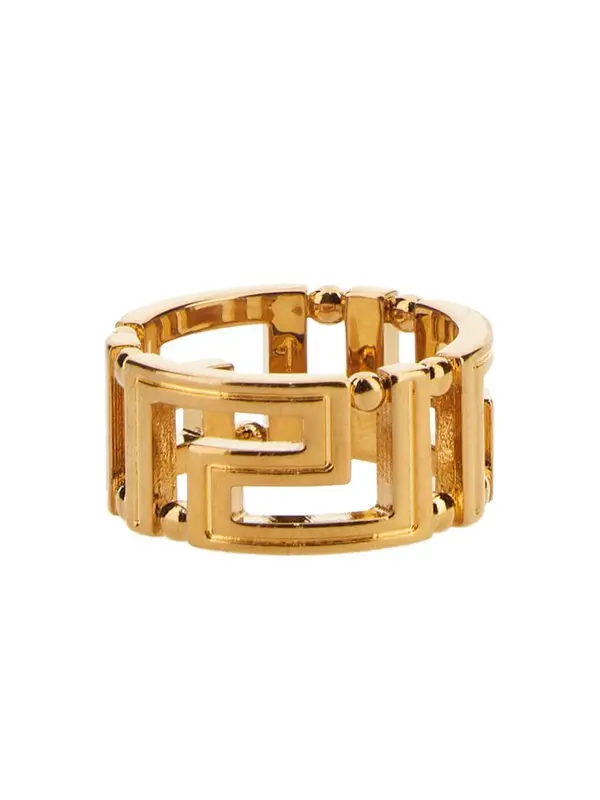 Versace Ring With Greek Key Motif - Gold