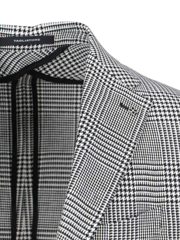 Tagliatore Single-breasted Houndstooth Blazer - White