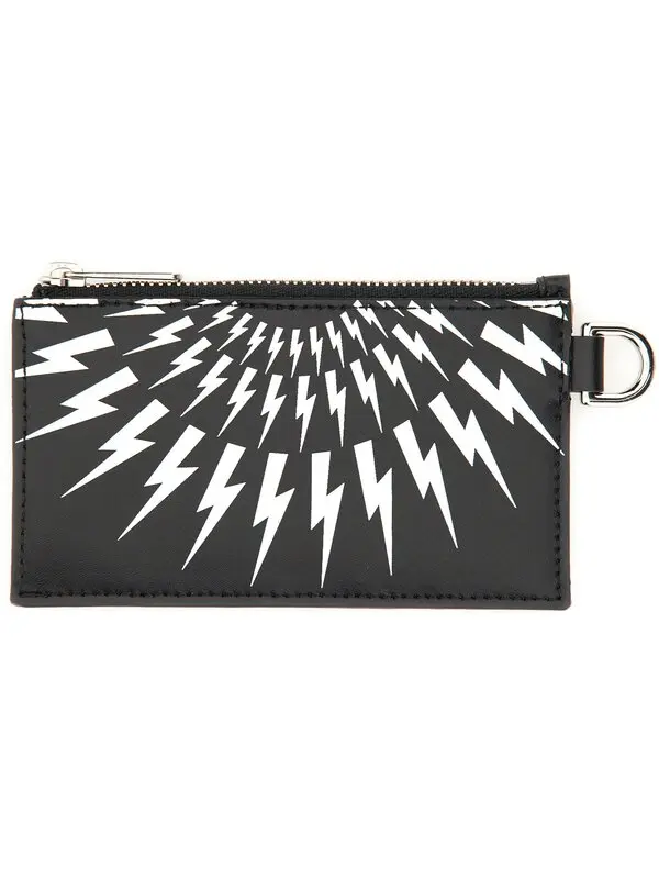 Neil Barrett Card Holder With Strap - Black