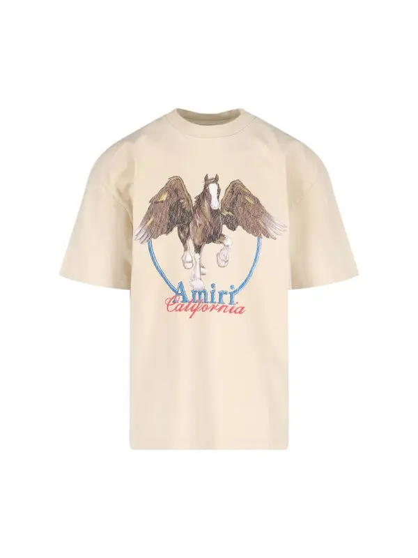 Amiri Pegasus" Logo T-shirt - Cream