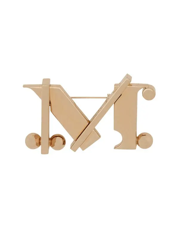 Max Mara Monogram Brooch - Gold