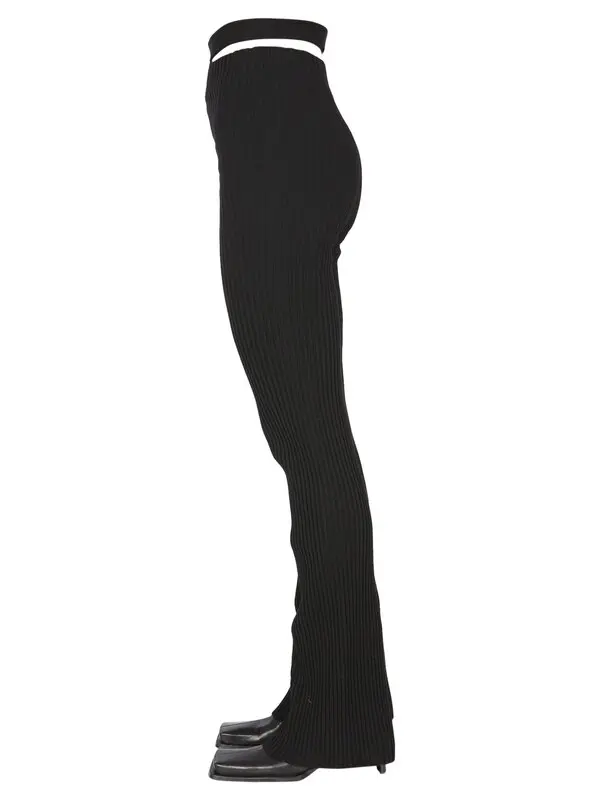 ANDREĀDAMO Ribbed Trousers With Cutout Belt - Black