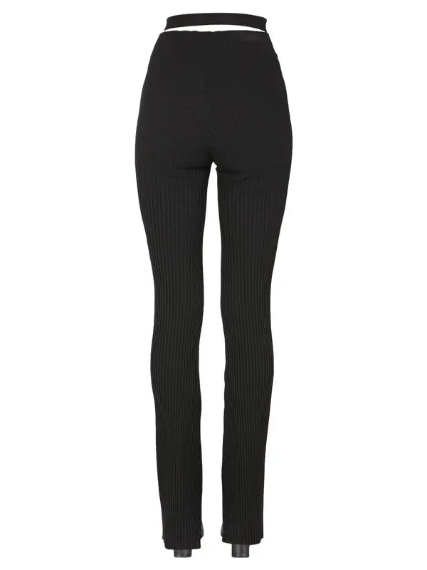 ANDREĀDAMO Ribbed Trousers With Cutout Belt - Black