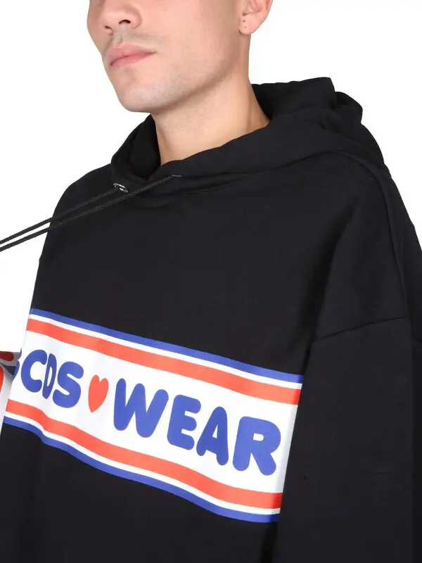 Gcds Logo Tape Hooded Sweatshirt - Black