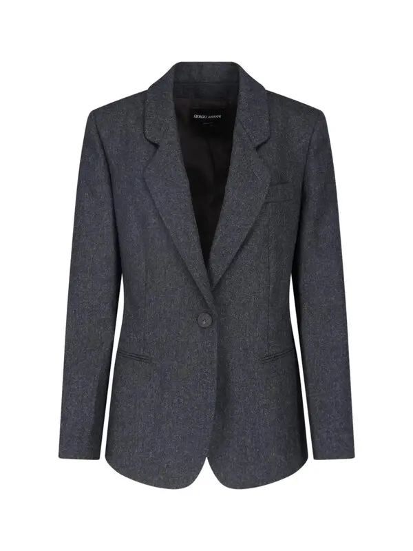 Giorgio Armani Single-breasted Virgin Wool Blazer - Gray
