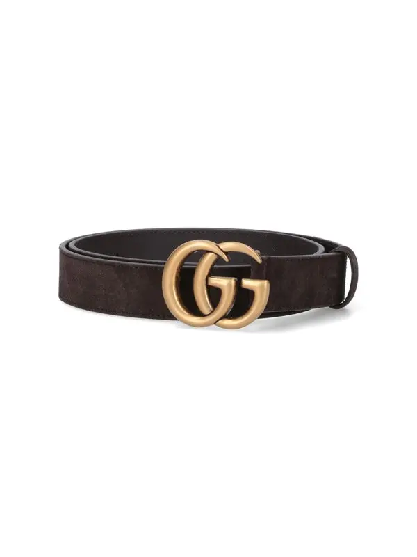 Gucci Gg Marmont Suede Belt - Brown