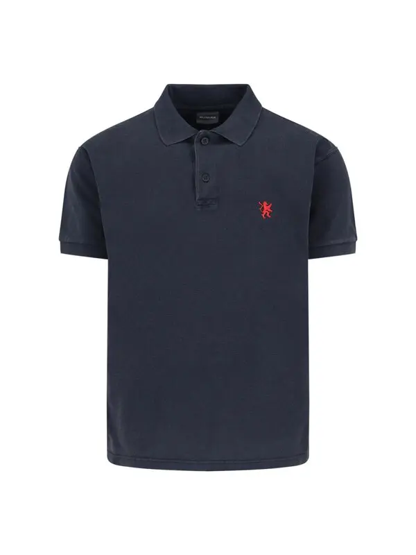 Balenciaga Polo Shirt With Embroidery - Black