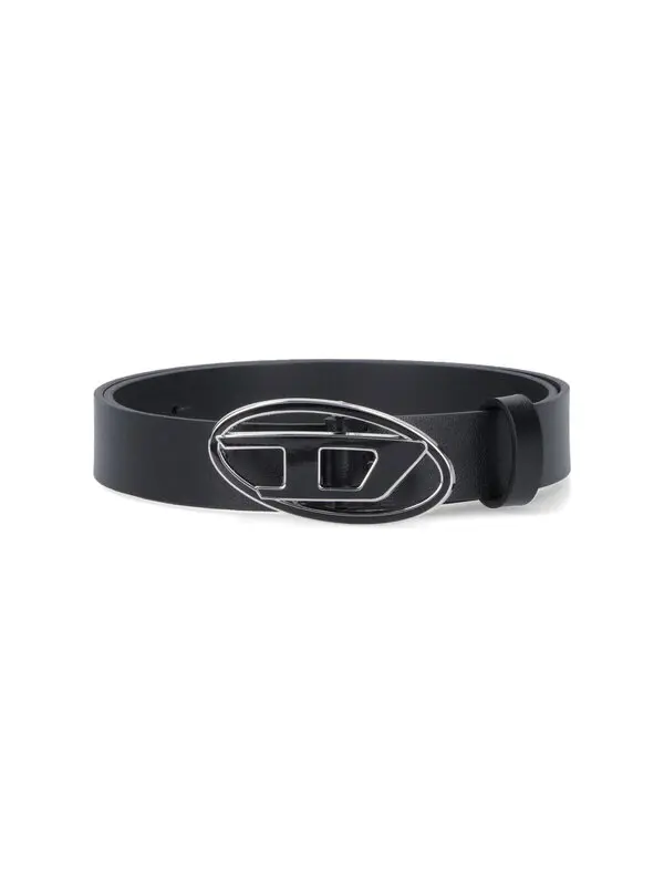 DIESEL B-1dr' Logo Leather Belt - Black