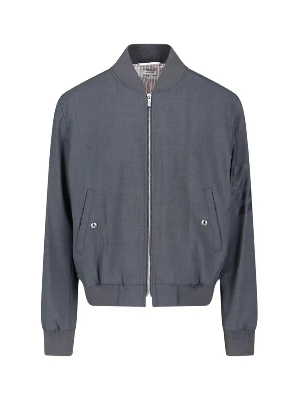 Thom Browne 4-bar" Bomber Jacket - Gray