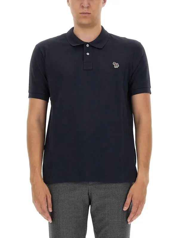 Paul Smith Polo With Logo Patch - Blue