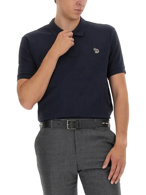 Paul Smith Polo With Logo Patch - Blue