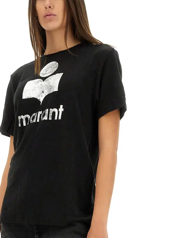 MARANT ETOILE Zewel Linen T-shirt - Black