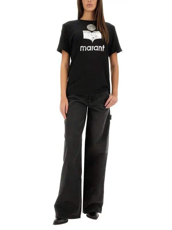 MARANT ETOILE Zewel Linen T-shirt - Black