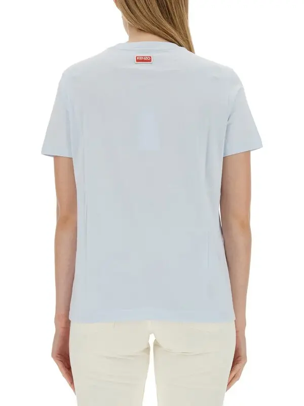 Kenzo T-shirt With Tiger Embroidery - Azure