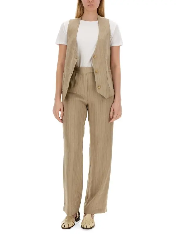 ALYSI Linen-blend Wide Leg Pants