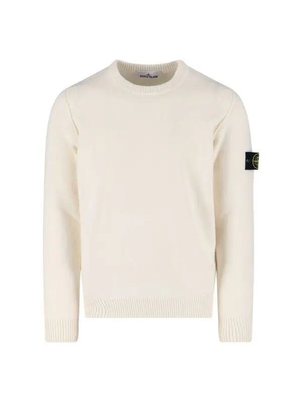 Stone Island Virgin Wool Blend Sweater - White