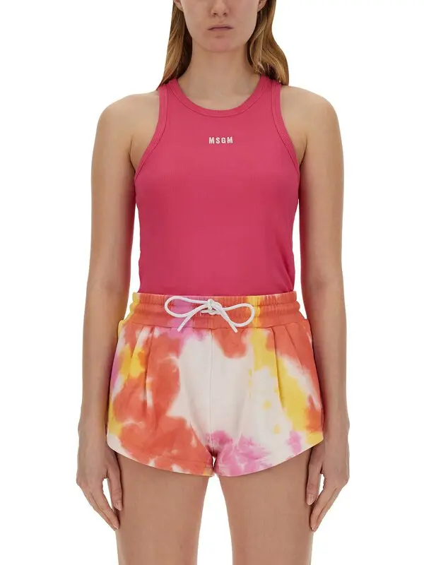 MSGM Tops With Logo - Fuchsia