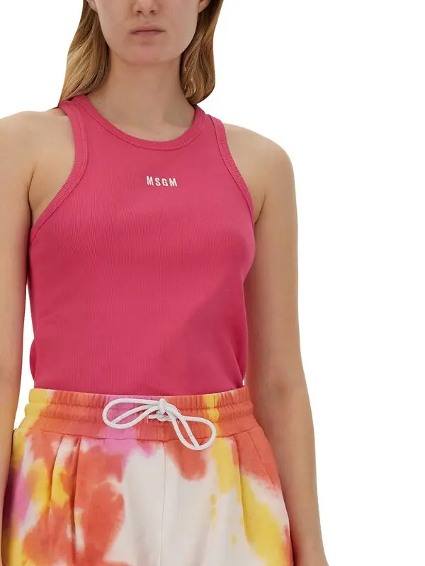 MSGM Tops With Logo - Fuchsia