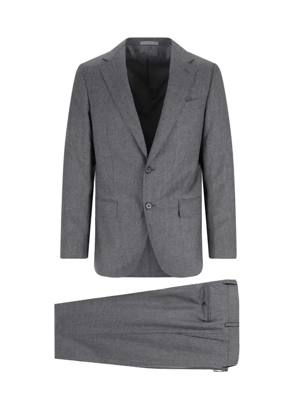 Caruso Single-breasted Wool Suit - Gray