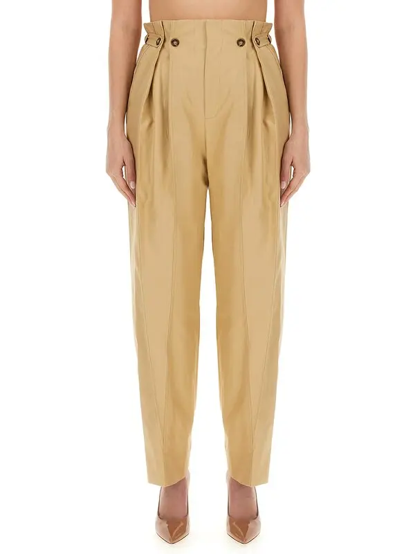 Victoria Beckham Pants With Gathered Waist - Beige