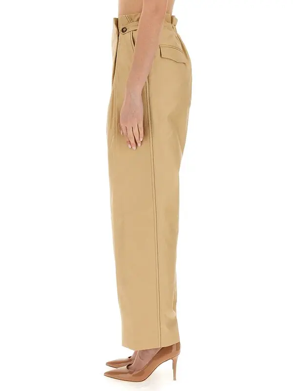 Victoria Beckham Pants With Gathered Waist - Beige