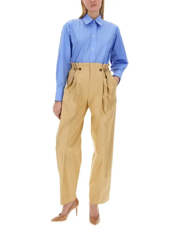 Victoria Beckham Pants With Gathered Waist - Beige
