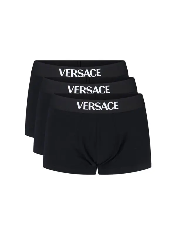 Versace 3 Logo Boxer Shorts Set - Black