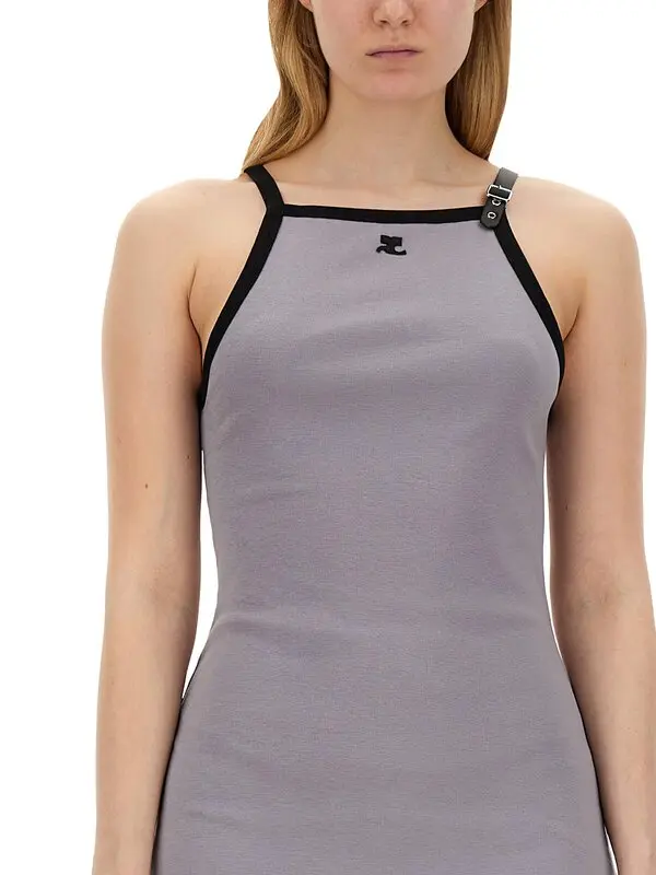 COURREGES Dress With Logo - Grey