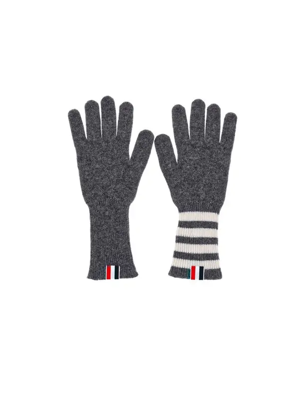 Thom Browne 4-bar Cashmere Gloves - Gray