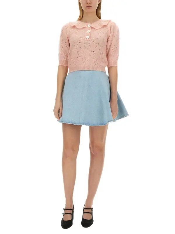 Alessandra Rich Hearts Jersey - Pink
