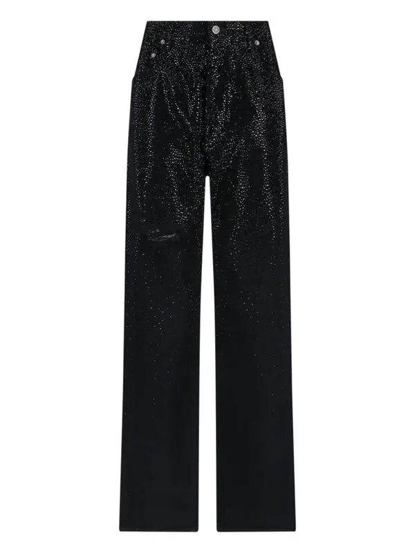 GOLDEN GOOSE Straight Leg Rhinestone Jeans - Black