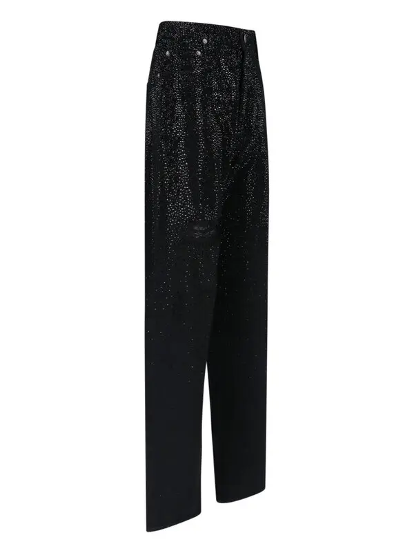 GOLDEN GOOSE Straight Leg Rhinestone Jeans - Black