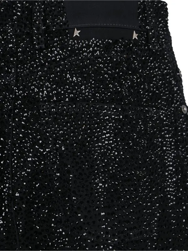 GOLDEN GOOSE Straight Leg Rhinestone Jeans - Black