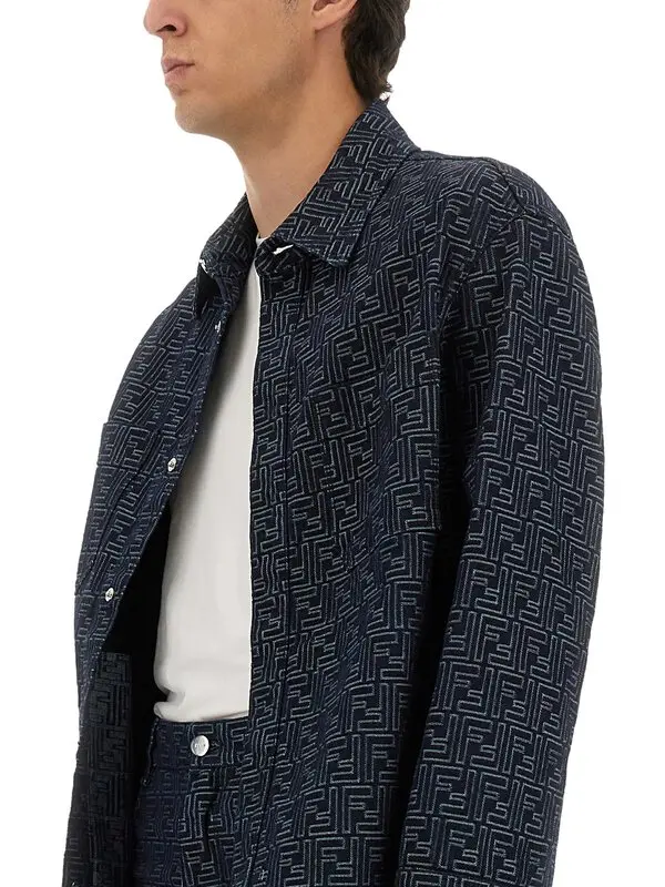 Fendi Ff Jacquard Denim Shirt