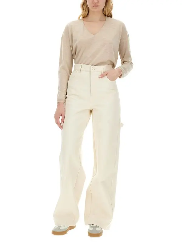 Max Mara Wide Leg Cotton Pants - White