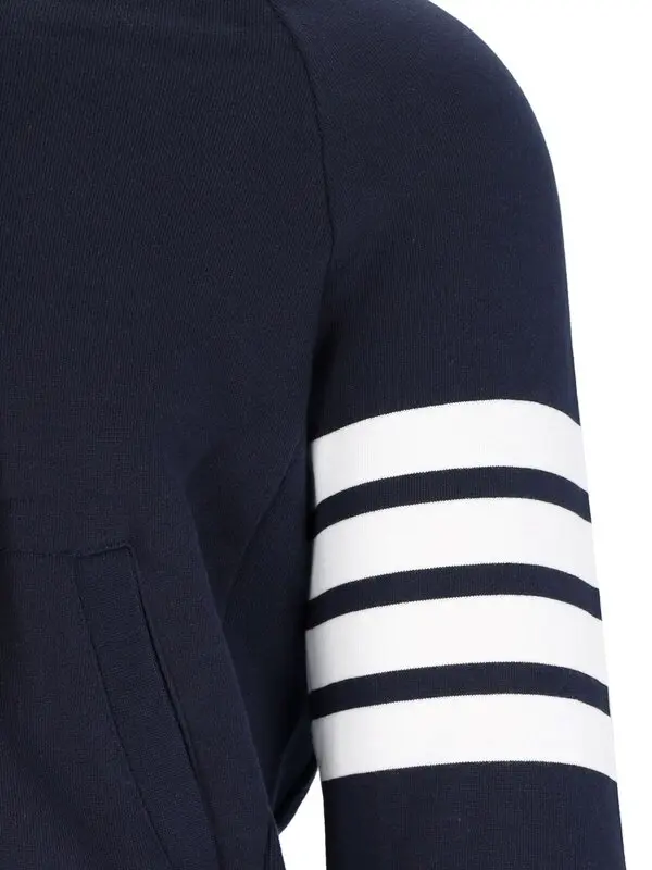 Thom Browne Zipped Hoodie With 4-bar - Blue