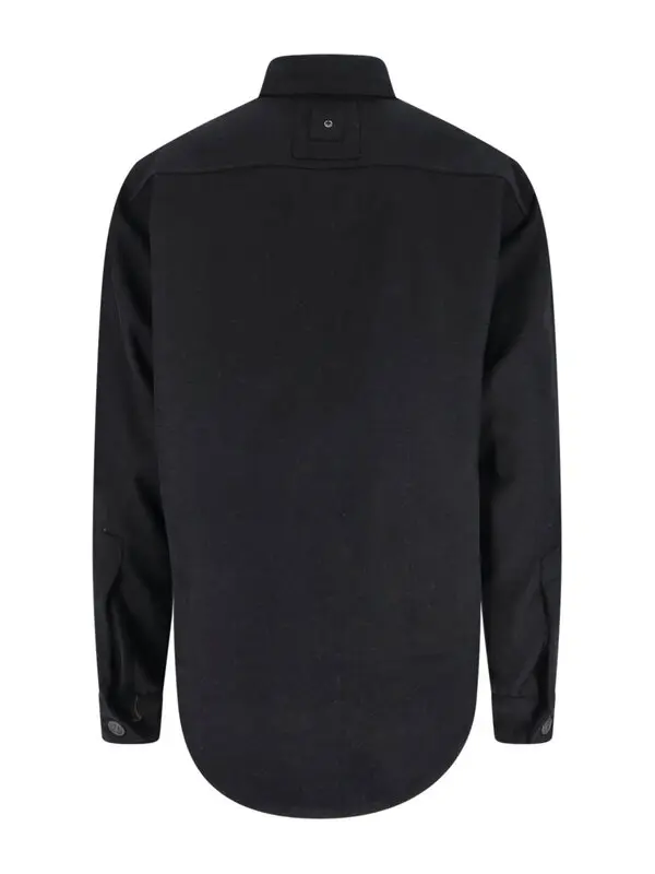 WHITE SAND Wool Blend Shirt - Black