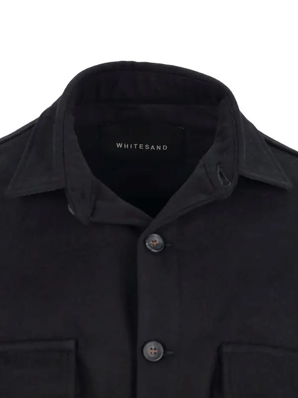 WHITE SAND Wool Blend Shirt - Black