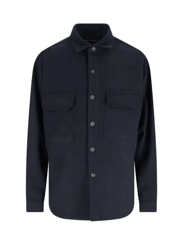WHITE SAND Wool Blend Shirt - Blue