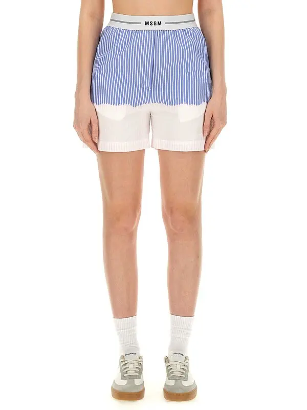 MSGM Logo Band Shorts - Baby Blue