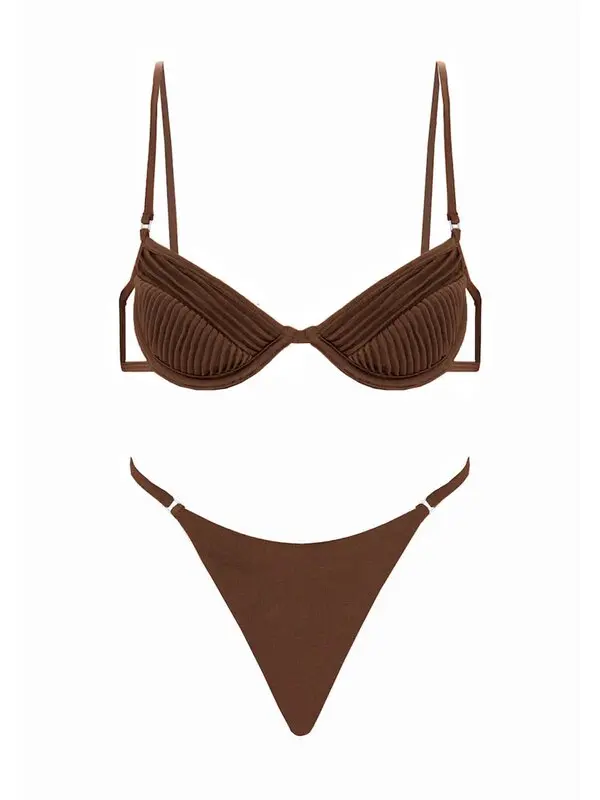 SELIA RICHWOOD Amy Bikini Swimsuit Set - Brown