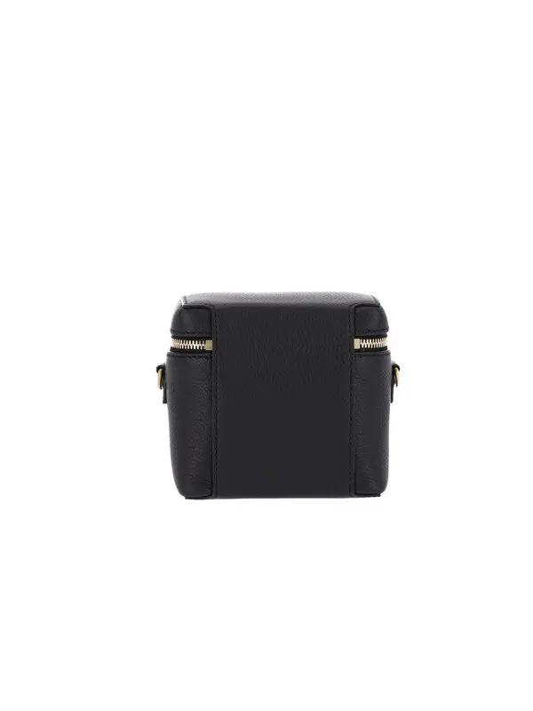 Thom Browne Metallic Leather Pouch With Chain Strap - Black