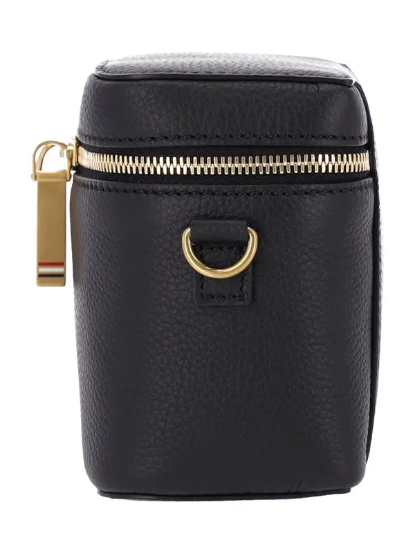 Thom Browne Metallic Leather Pouch With Chain Strap - Black