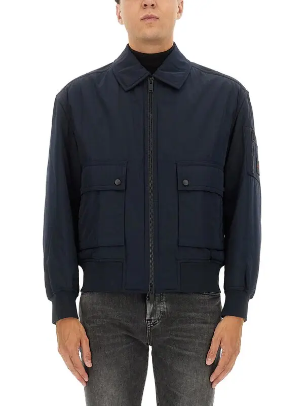 Hugo Boss Bomber Jacket With Removable Lining - Blue